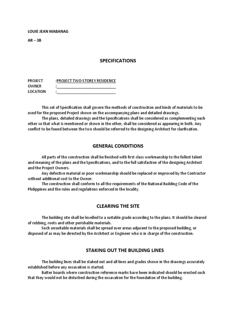 Specifications: Louie Jean Mabanag Ar - 3B | Download Free PDF ...