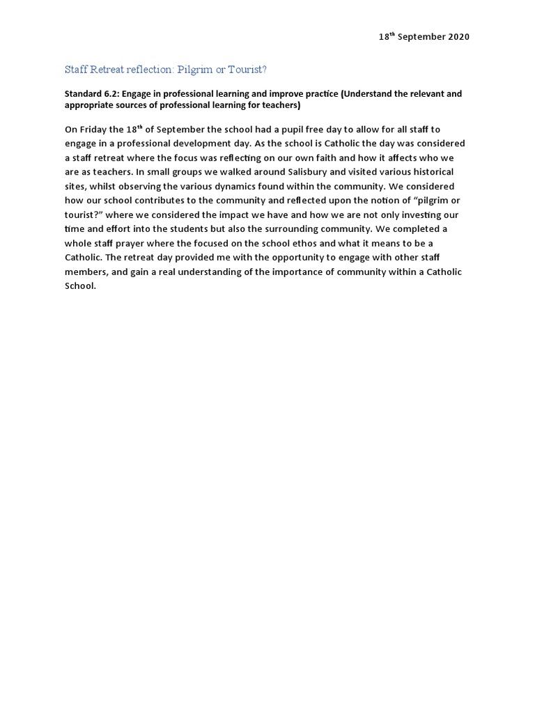 Staff Retreat Reflection | PDF