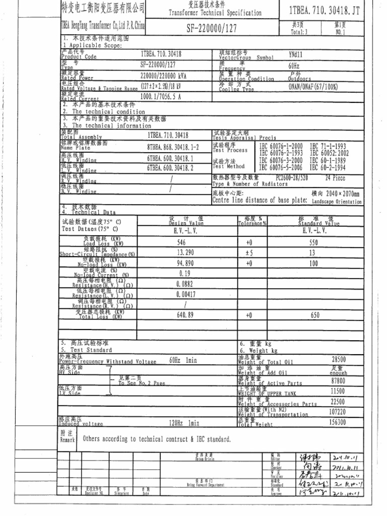 03-Transformer Technical Specification PDF | PDF