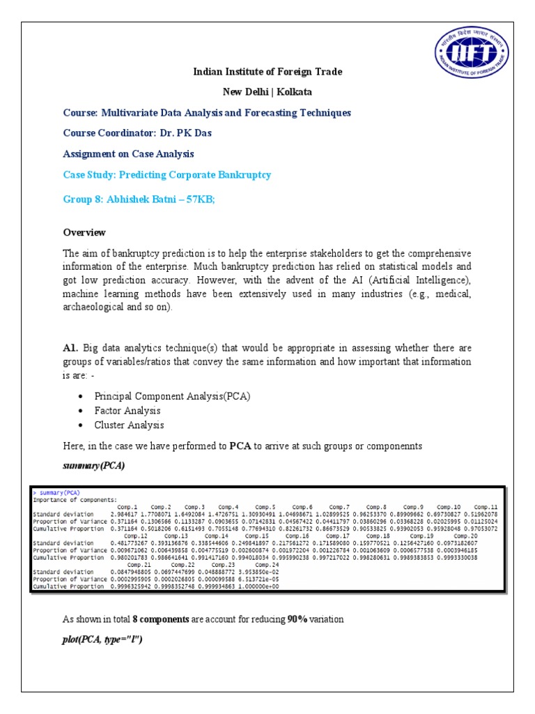 Course: Multivariate Data Analysis and Forecasting Techniques Course Coordinator: Dr. PK Das ...