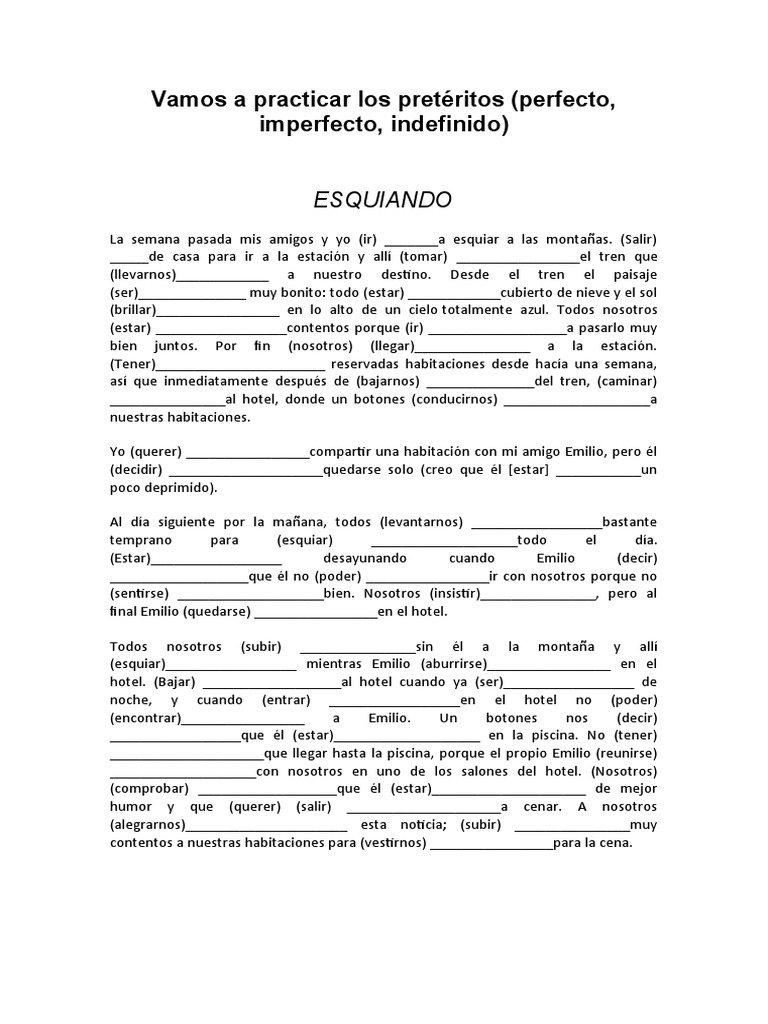 Preterito Perfecto Imperfecto e Indefinido Ejercicios de Gramatica ...