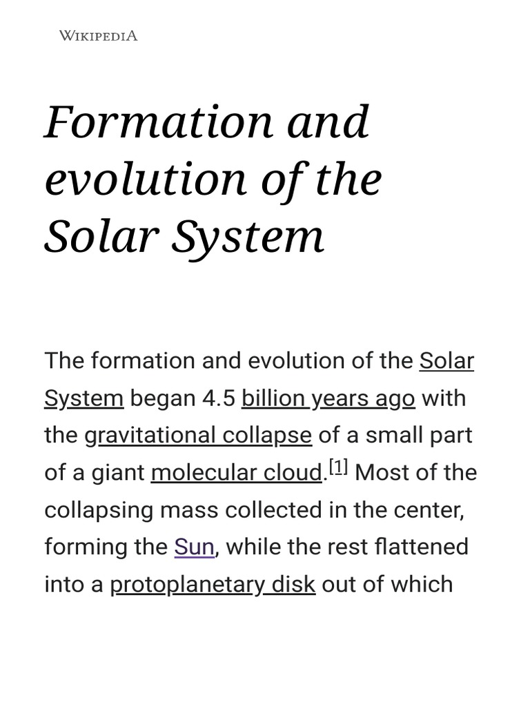 Formation and Evolution of The Solar System - Wikipedia | PDF ...