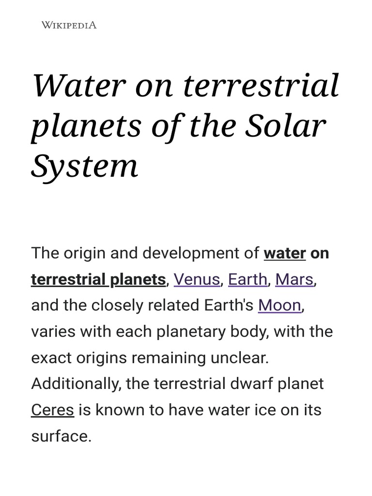 Water on Terrestrial Planets Explained | PDF | Nature | Astronomy