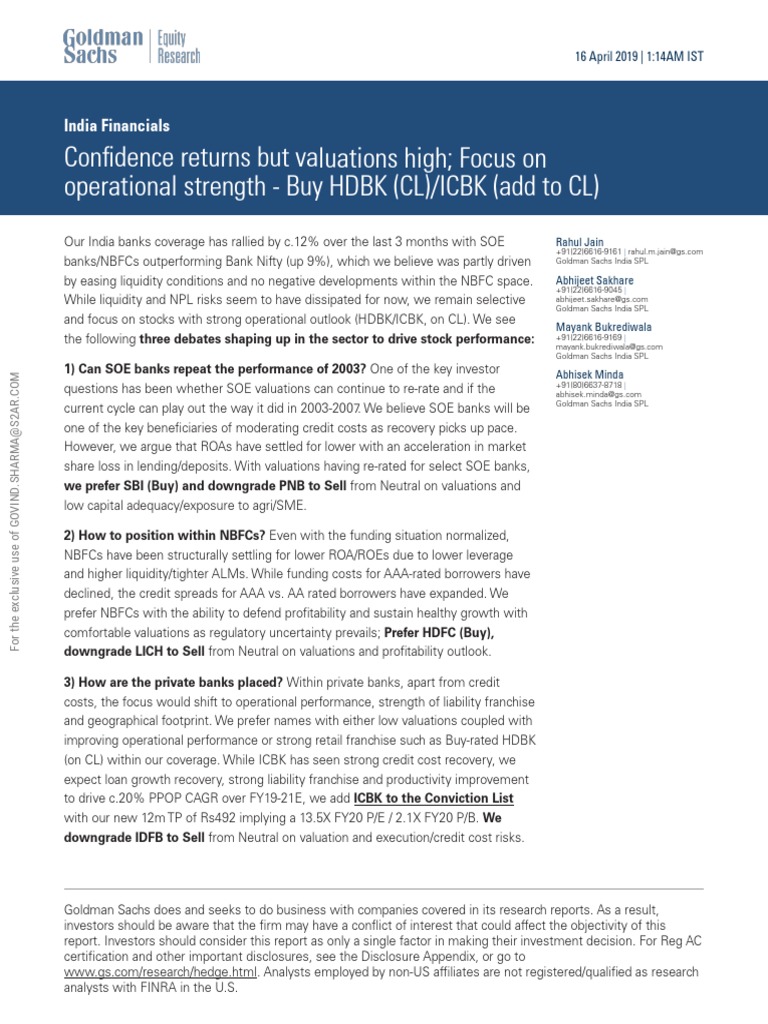 Goldman Sachs India Financials 2020 | PDF | Non Bank Financial ...