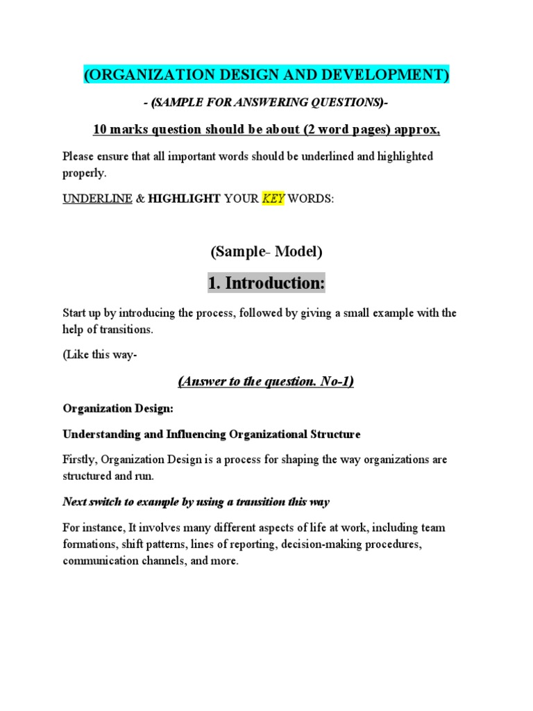 Organization Design and Development | PDF | Question | Organizational ...