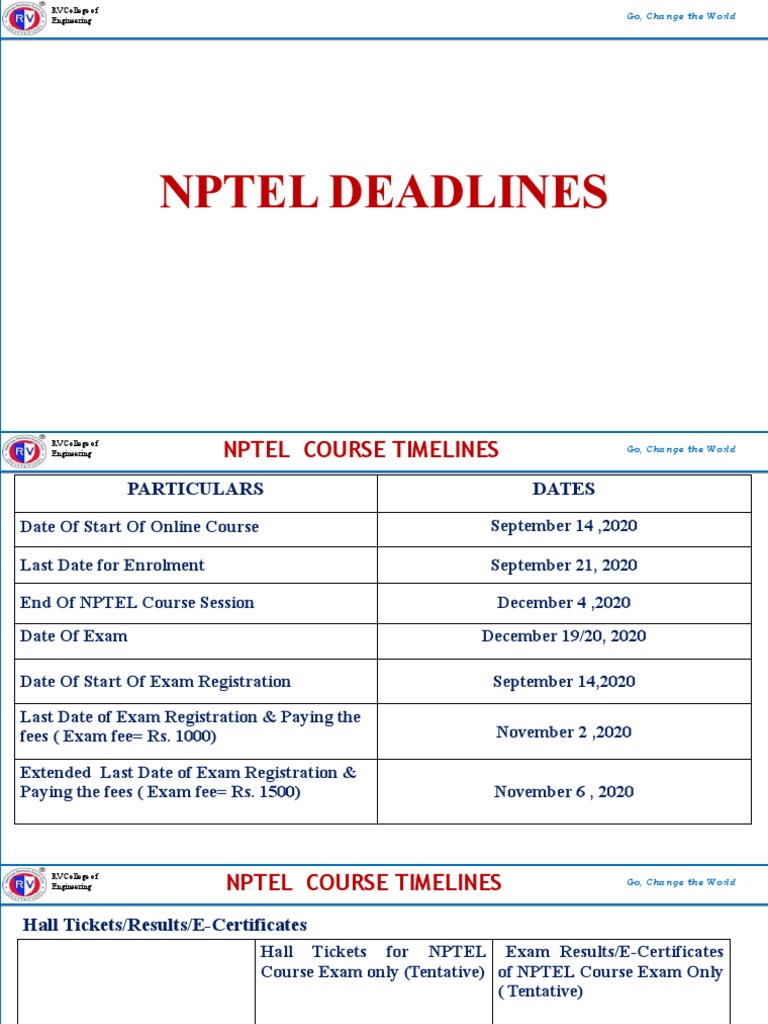 Nptel Course Timelines | PDF