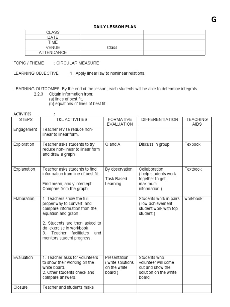 Circular Measure 3 Lesson Plan | PDF | Lesson Plan | Nonlinear System