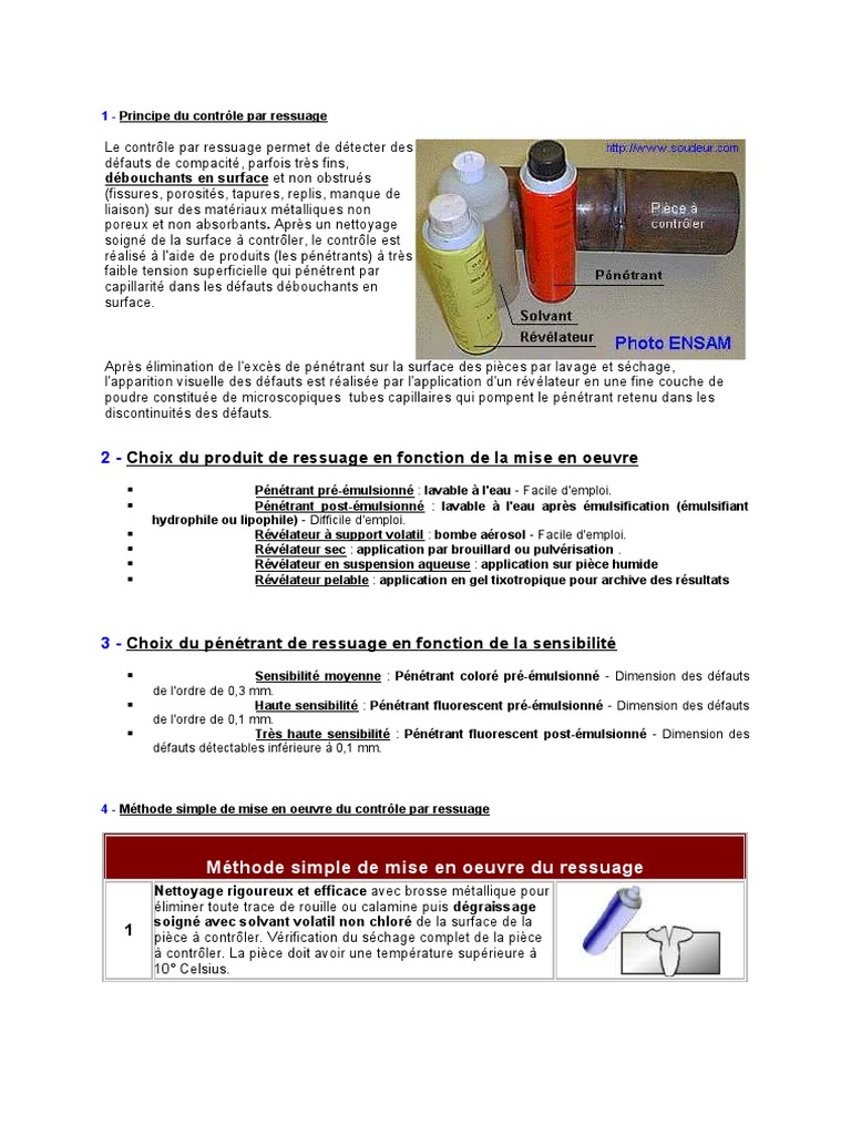 Ressuage | PDF | Contrôle non destructif | Substances chimiques