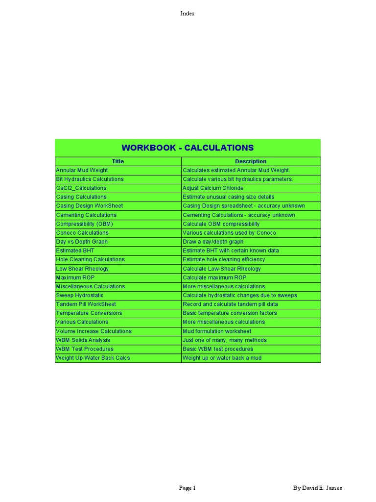 WorkBook - Calculations | PDF | Casing (Borehole) | Physical Quantities