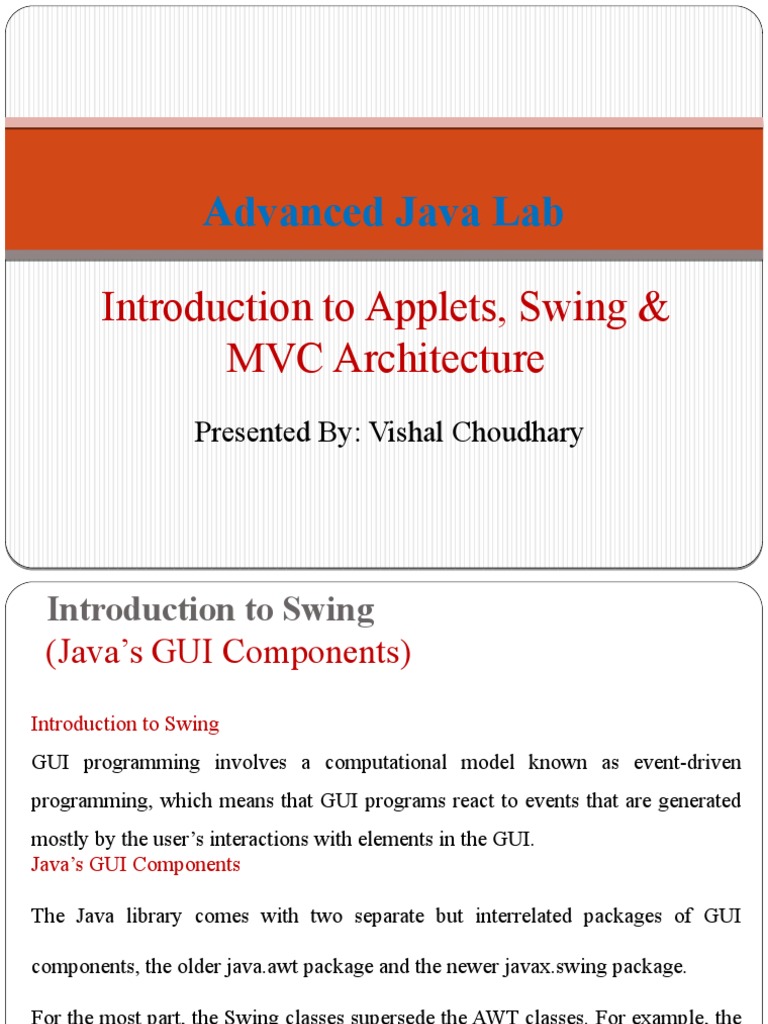 Advanced Java Lab-Swing MVC Awt | PDF | Object Oriented Programming ...
