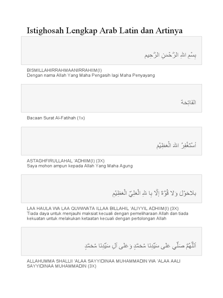 Istighosah Lengkap Arab Latin Dan Artinya | PDF