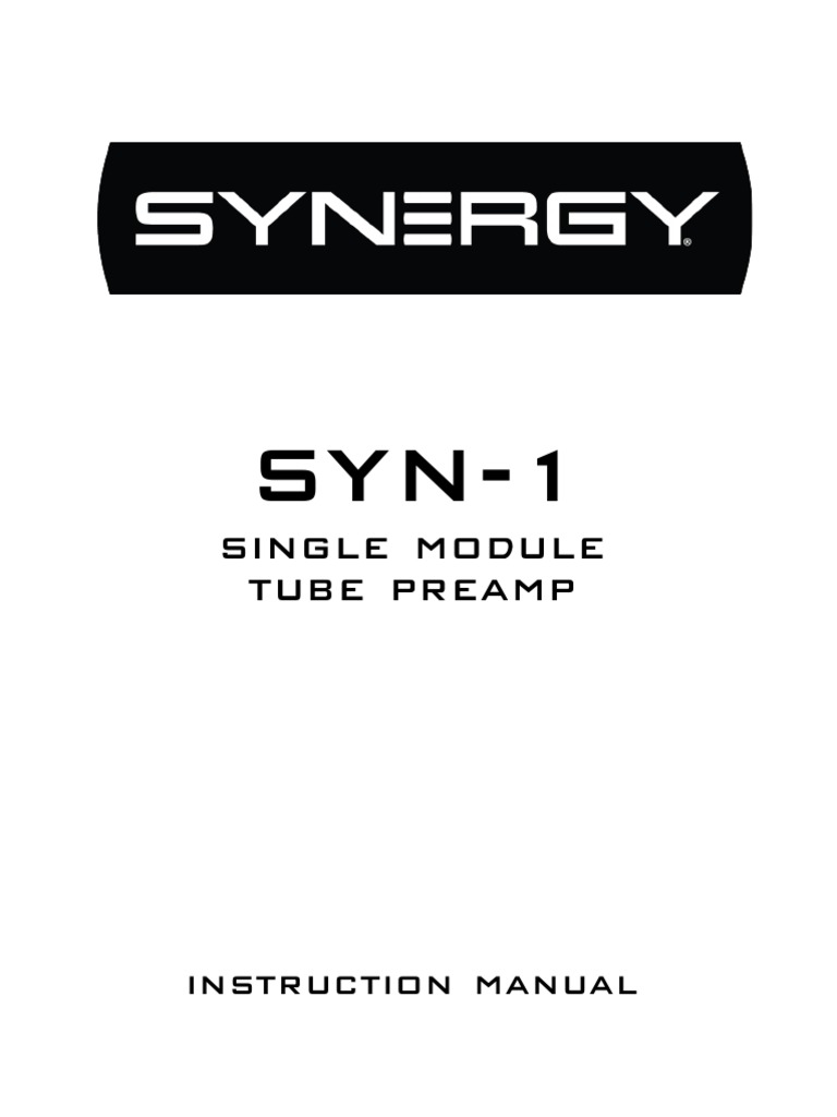 SYNERGY SYN-1 Manual - Updated March 2018 | PDF | Ac Power Plugs And ...
