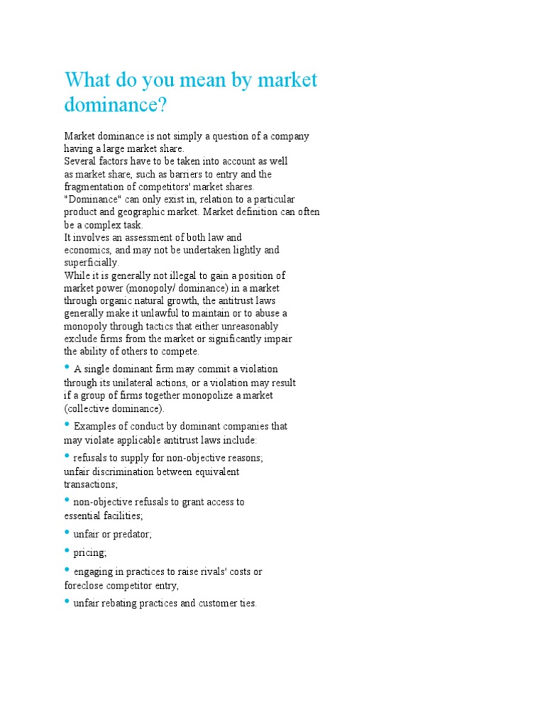 Understanding Market Dominance | PDF | Finance & Money Management