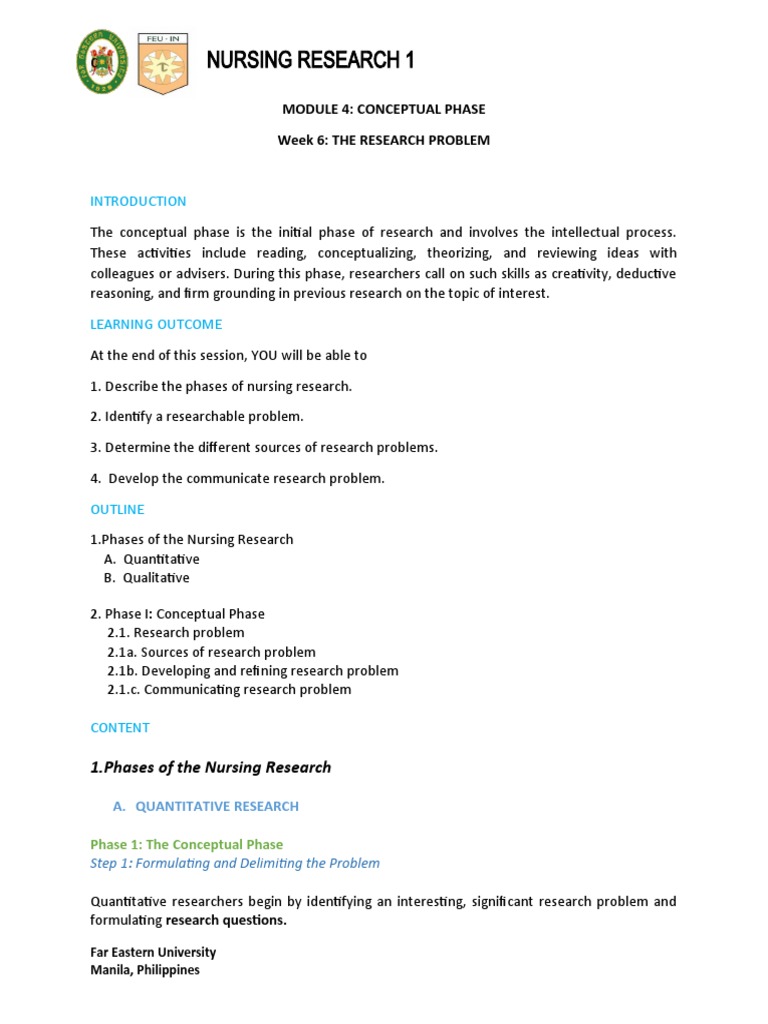 Nursing Research: Conceptual Phase Guide | PDF | Research Design ...