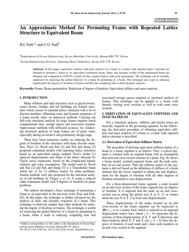 Approximate Method Permuting Frame Structure To Equivalent Beam PDF ...