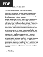 Introduction To Consumer Awareness | PDF | Sales | Questionnaire