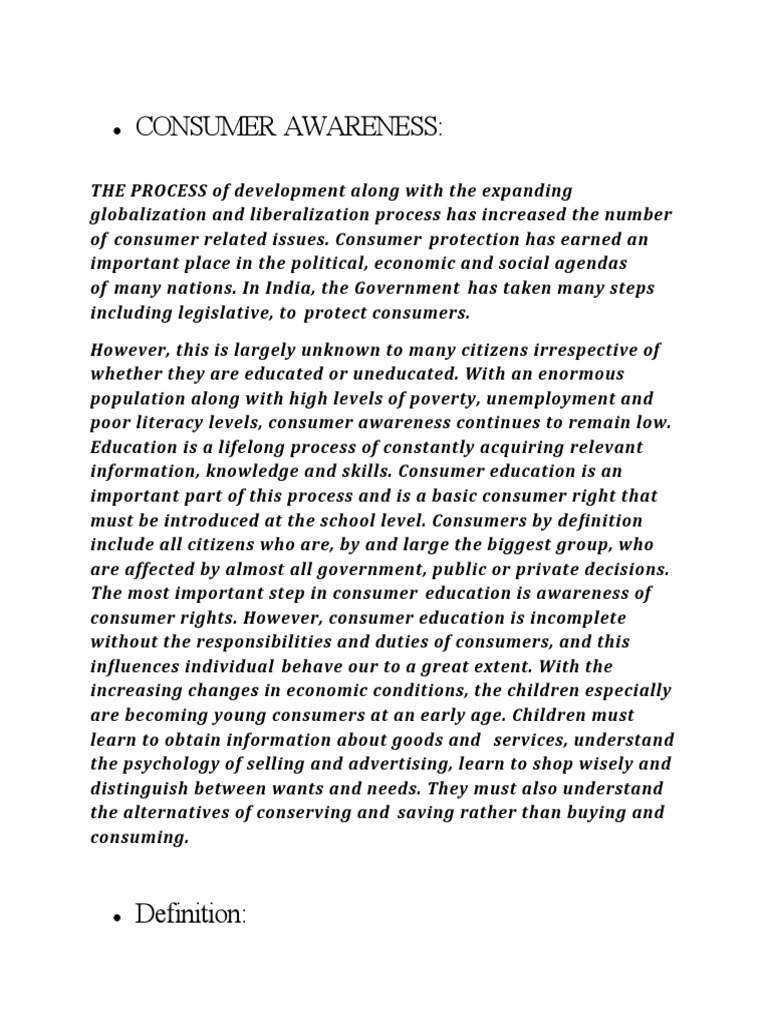 Consumer Awareness | Download Free PDF | Consumer Protection | Marketing