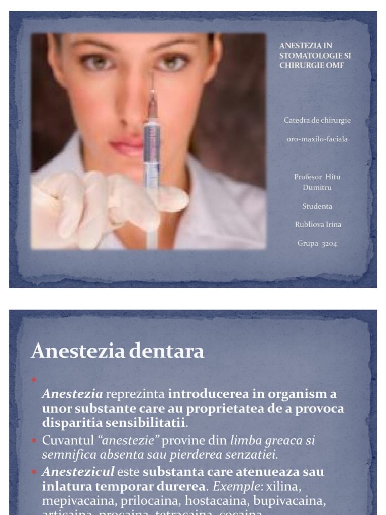 Anestezia in Stomatologie Si Chirurgie Omf PDF | PDF