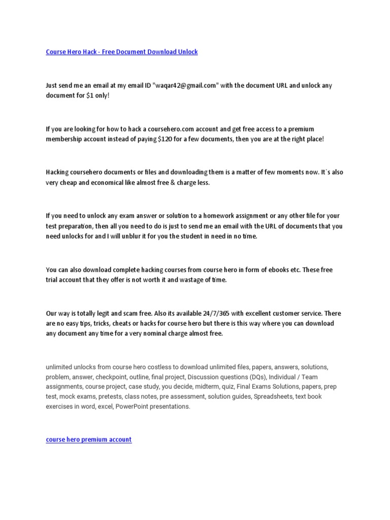 Course Hero Hack - Free Document Download Unlock | PDF | Career ...