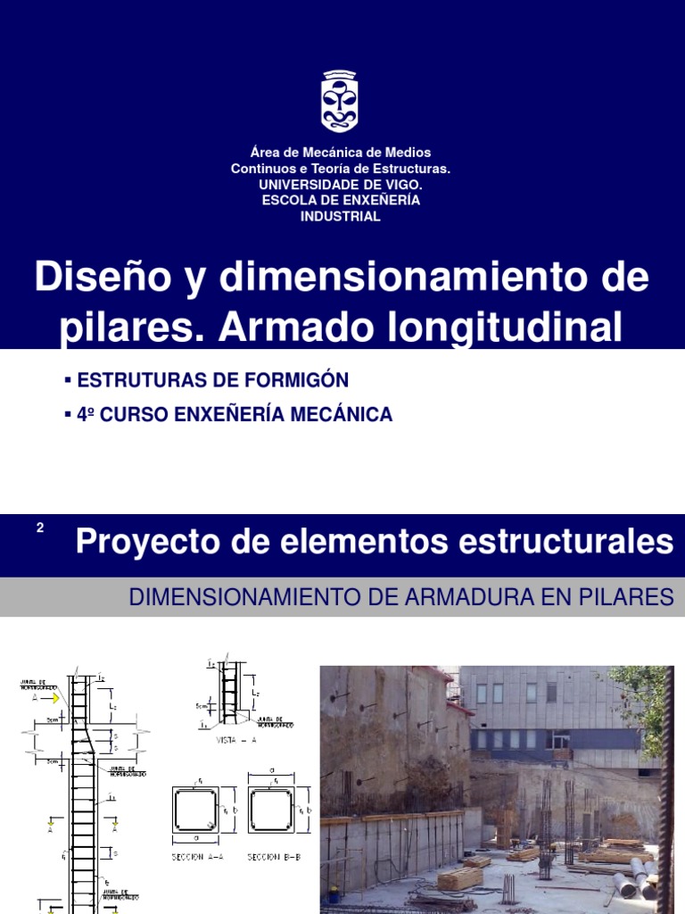 Dimensionamiento y disposición de la armadura en pilares de hormigón armado según la norma EHE ...