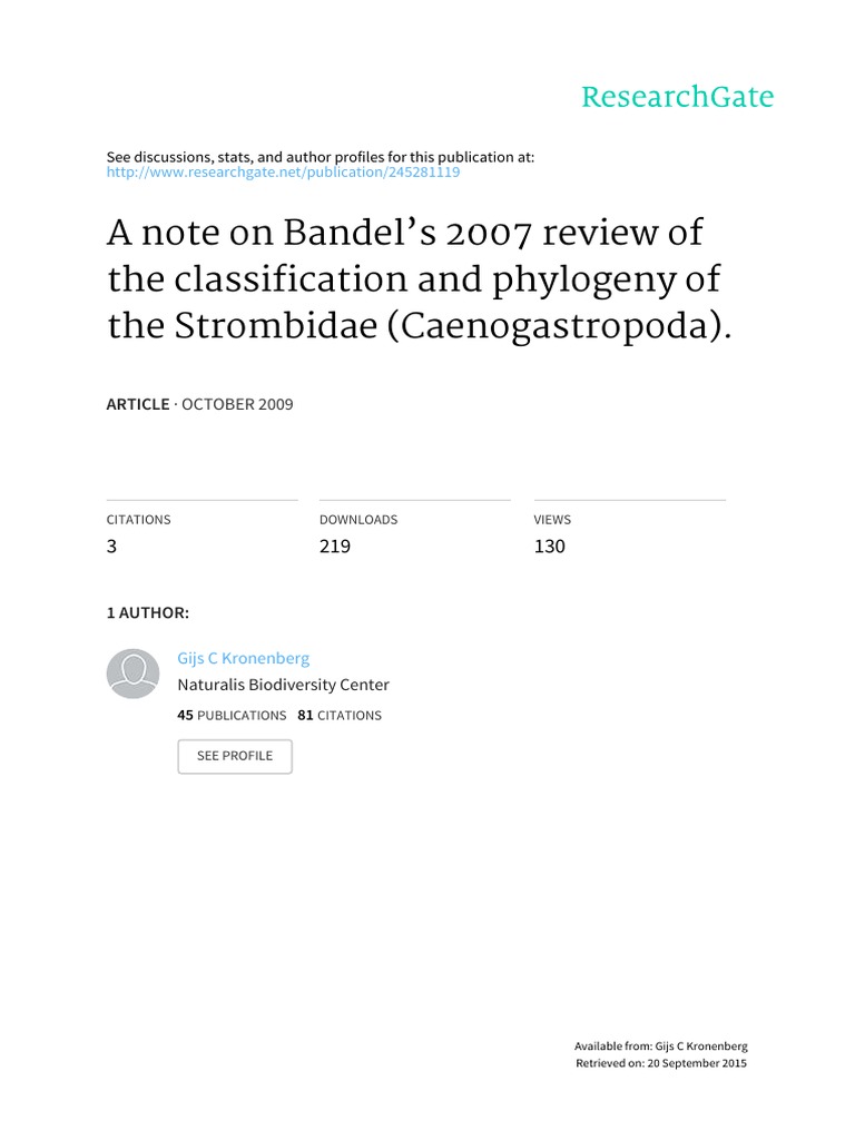 A Note On Bandel's 2007 Review of The Classification and Phylogeny of ...
