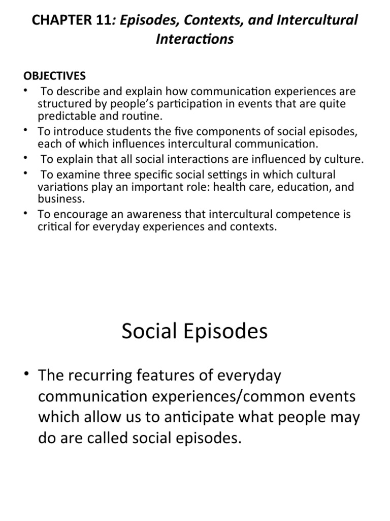 Episode, Contexts, and Interactions | PDF | Cross Cultural ...