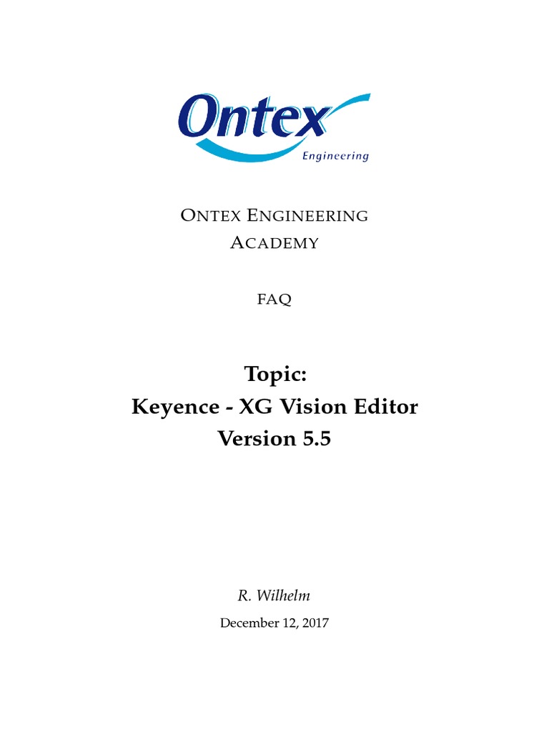 Keyence - XG Vision Editor PDF | PDF | Software | Digital Technology