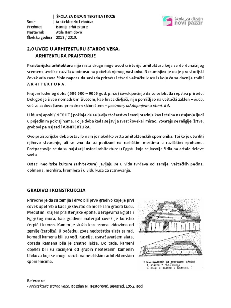 Uvod U Arhitekturu Starog Veka. Arhitektura Praistorije | PDF