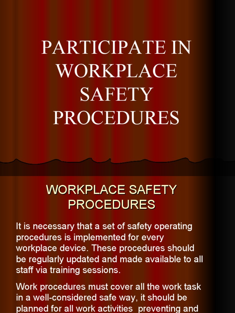 Workplace Safety Procedures Guide | PDF | Occupational Safety And ...