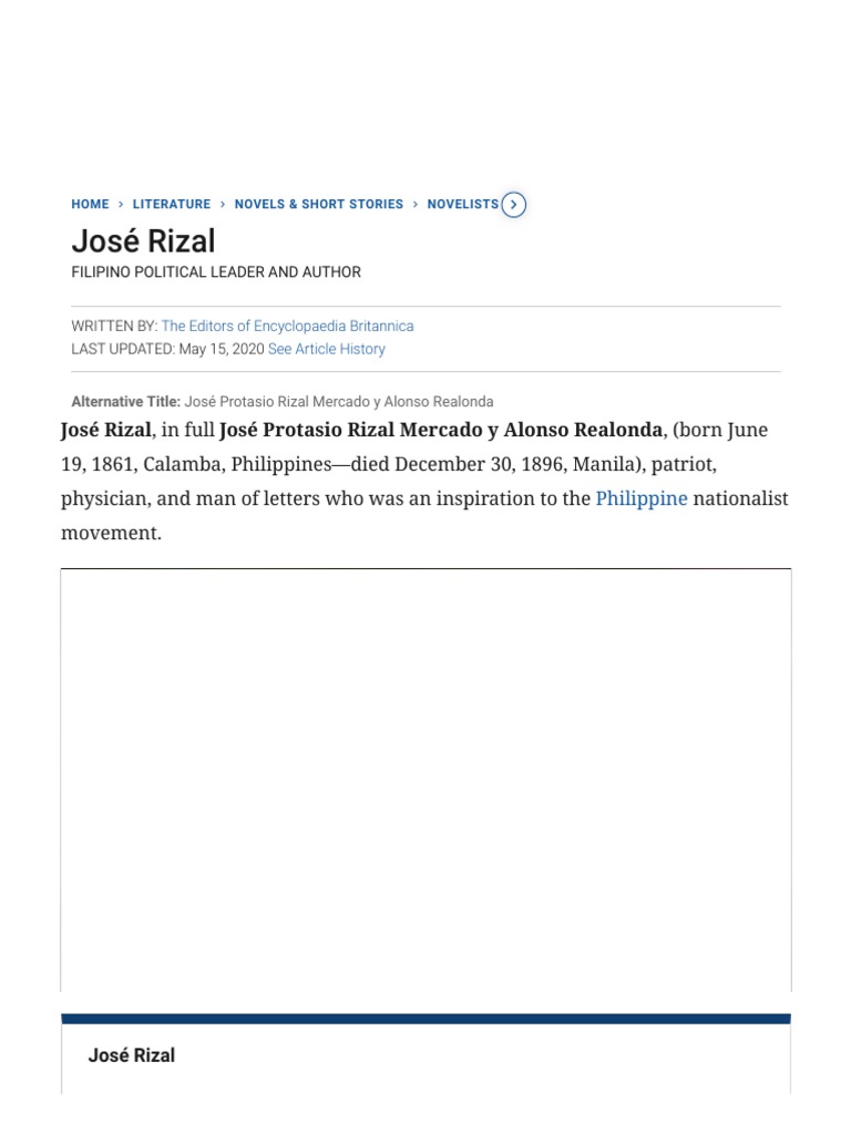 Jose Rizal - Biography, Education, Full Name, & Facts - Britannica ...