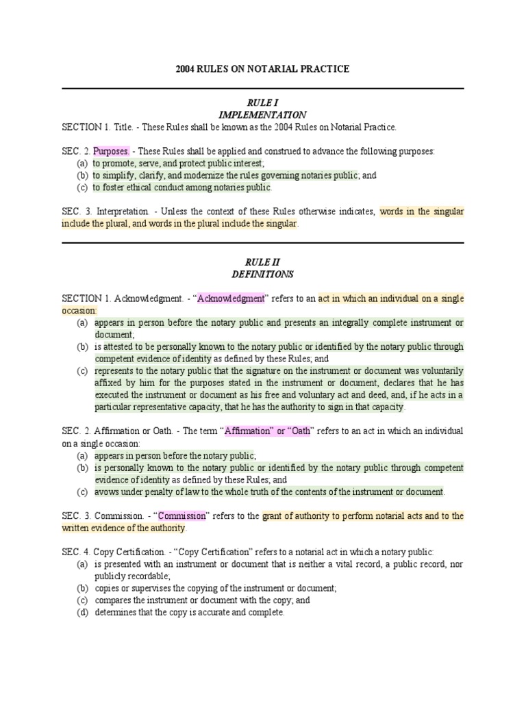 2004 Rules On Notarial Practice | PDF | Notary Public | Signature