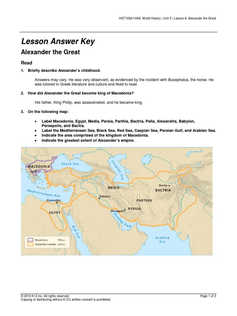 Lesson Answer Key: Alexander The Great | PDF | Alexander The Great ...