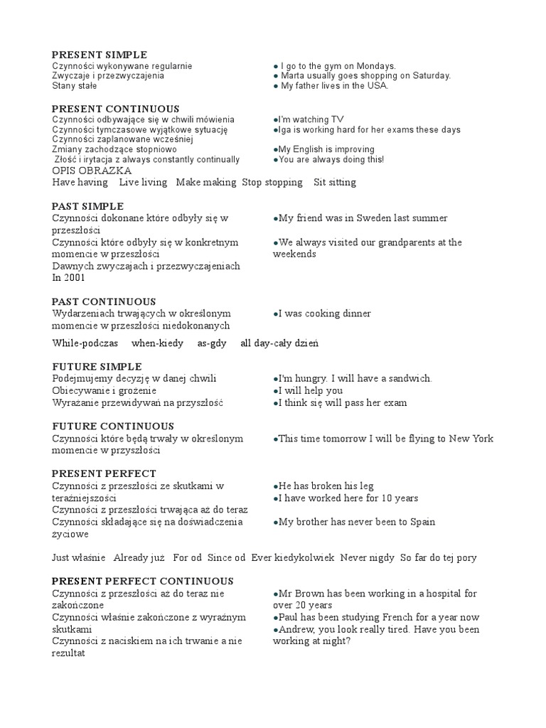 Czasy Angielski | PDF