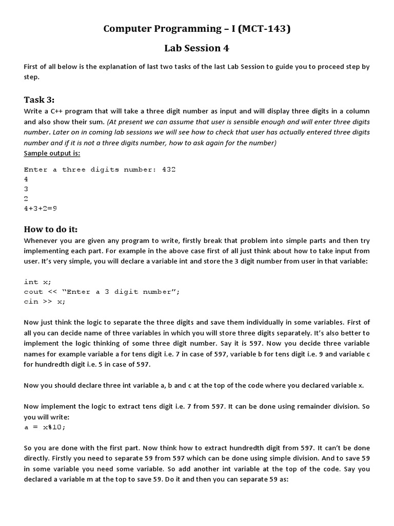Lab Session 4 Pdf Pdf Variable Computer Science Integer Computer Science 
