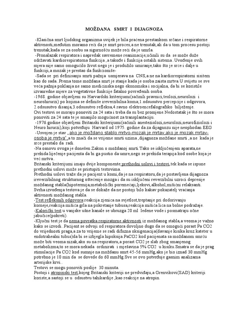 Moždana SMRT I Dijagnoza | PDF