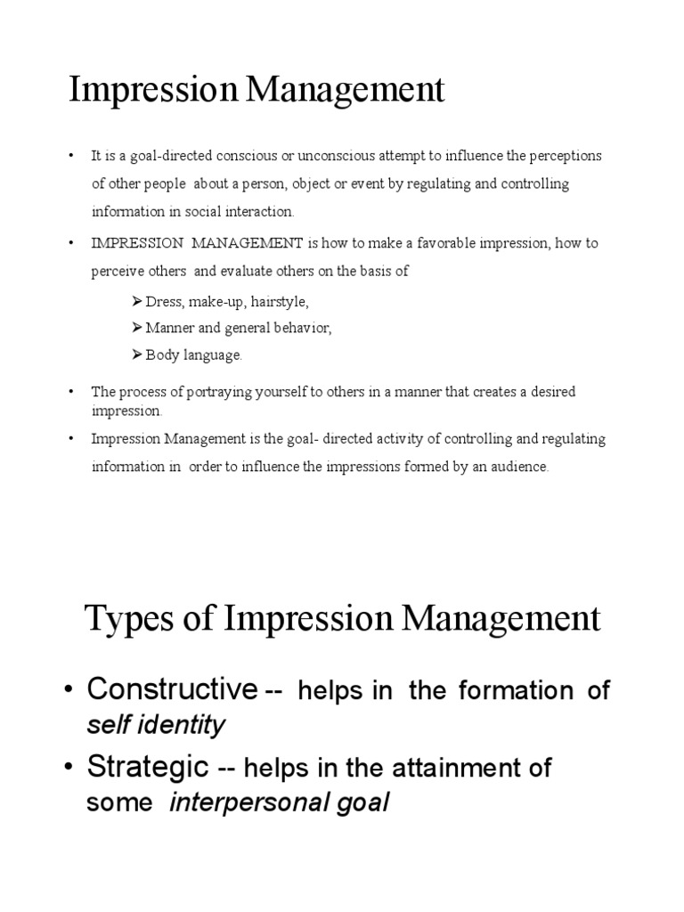 Impression MGT | PDF | Identity (Social Science) | Human Communication