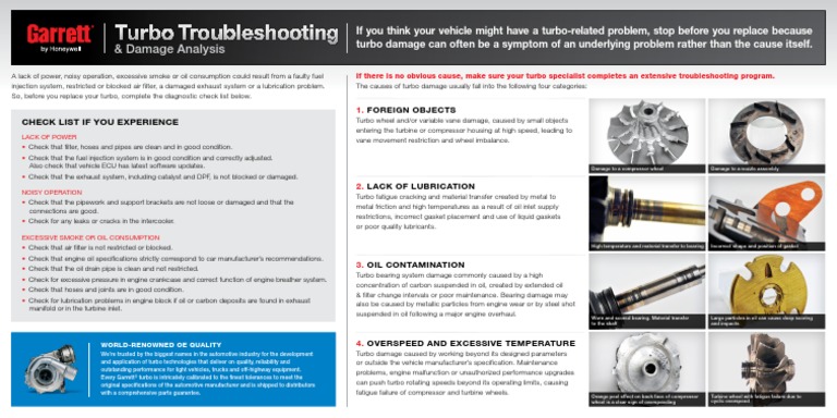 Turbo Troubleshooting: & Damage Analysis | PDF | Turbocharger | Lubricant