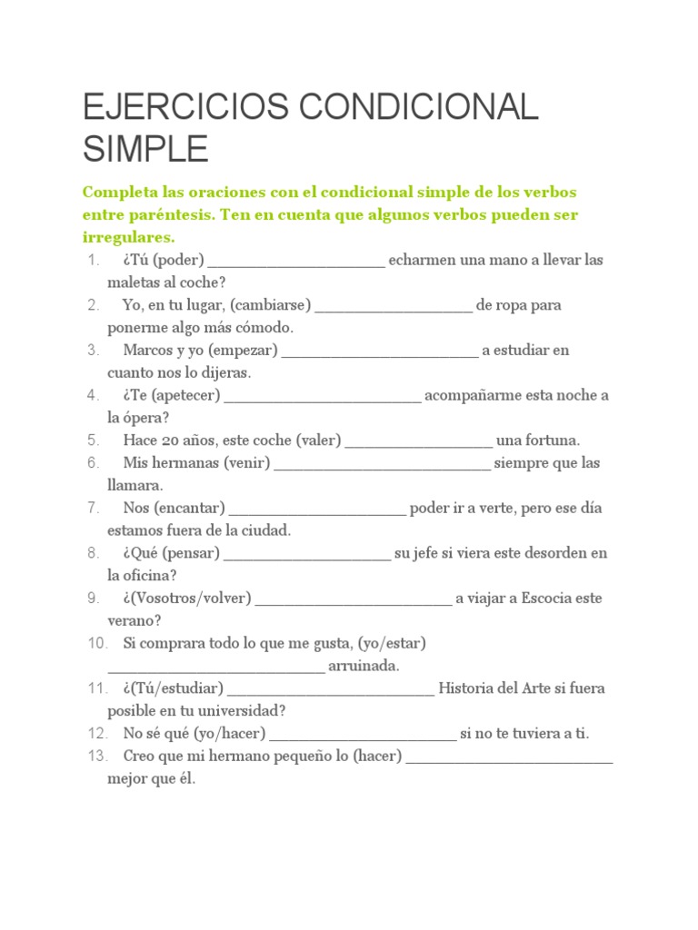 EJERCICIOS CONDICIONAL SIMPLE - Bueno | PDF