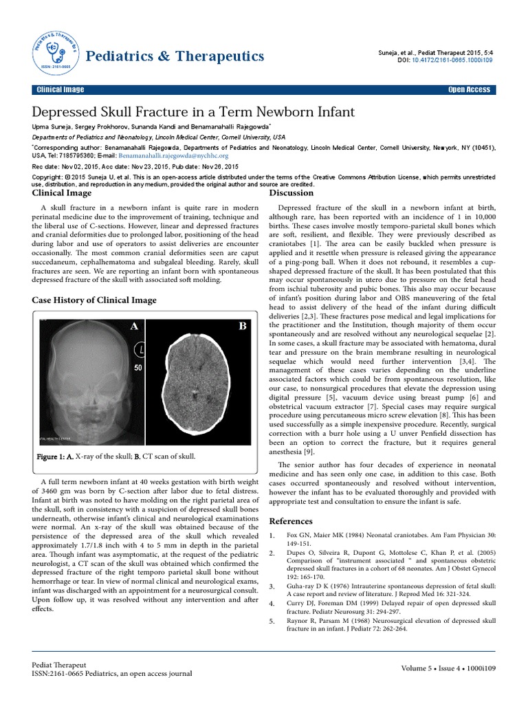 Depressed Skull Fracture in A Term Newborn Infant 2161 0665 1000i109 ...