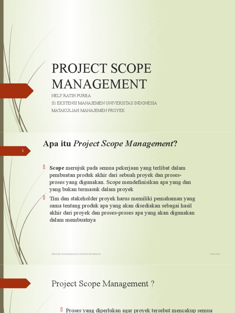 Tugas Presentasi Project Scope Management | PDF
