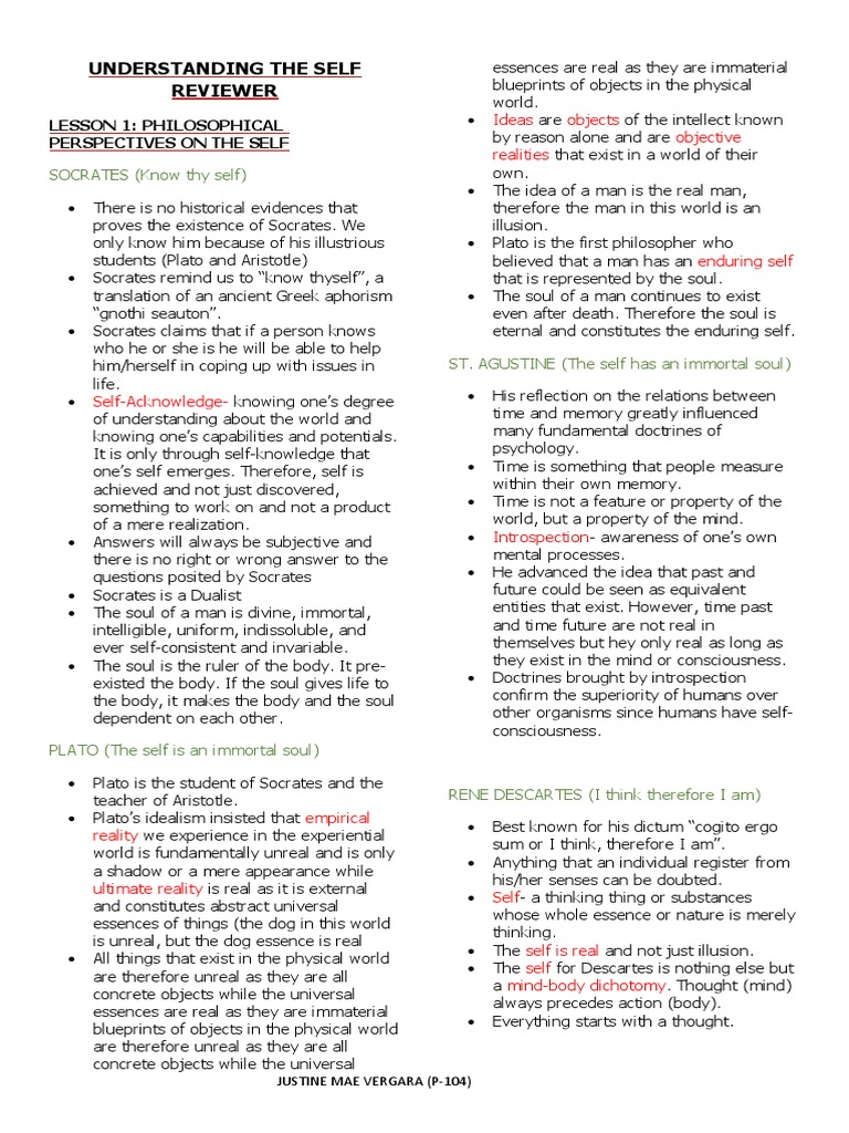 Understanding The Self Reviewer: Ideas Objects Objective Realities ...