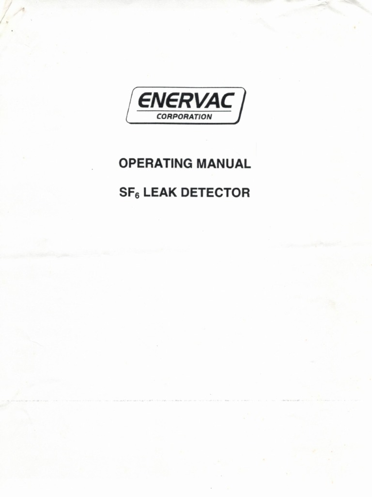 ENERVAC SF6 Leak Detector Operating Manual PDF | PDF