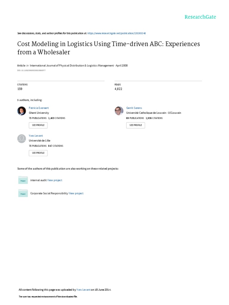 Cost Modeling in Logistics Using Time-Driven ABC E | PDF | Supply Chain ...