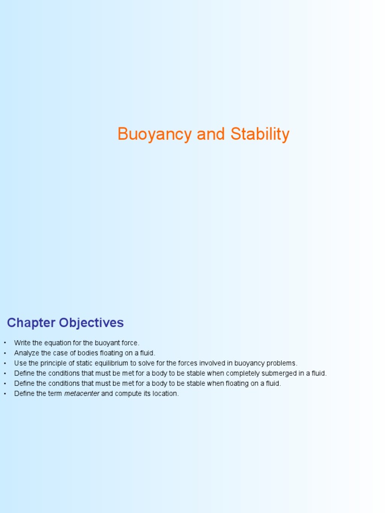 Buoyancy and Stability | PDF | Buoyancy | Center Of Mass