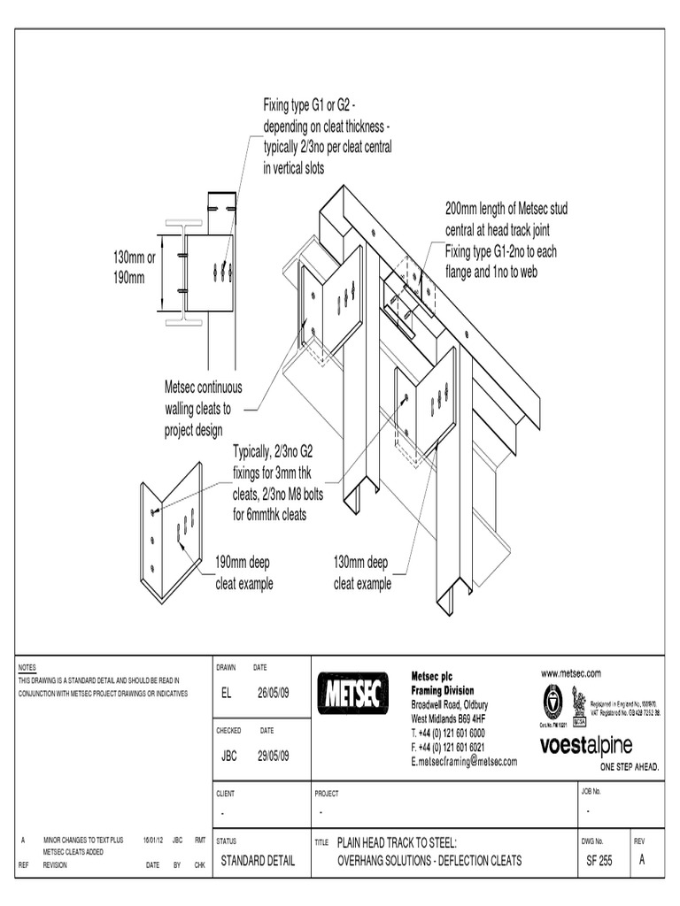 Metsec Walling Cleat Fixing Details | PDF