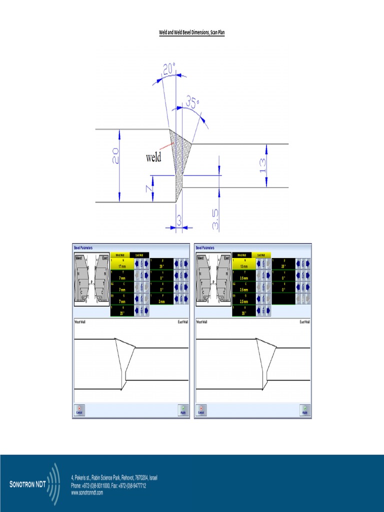 Weld and Weld Bevel Dimensions, Scan Plan | PDF