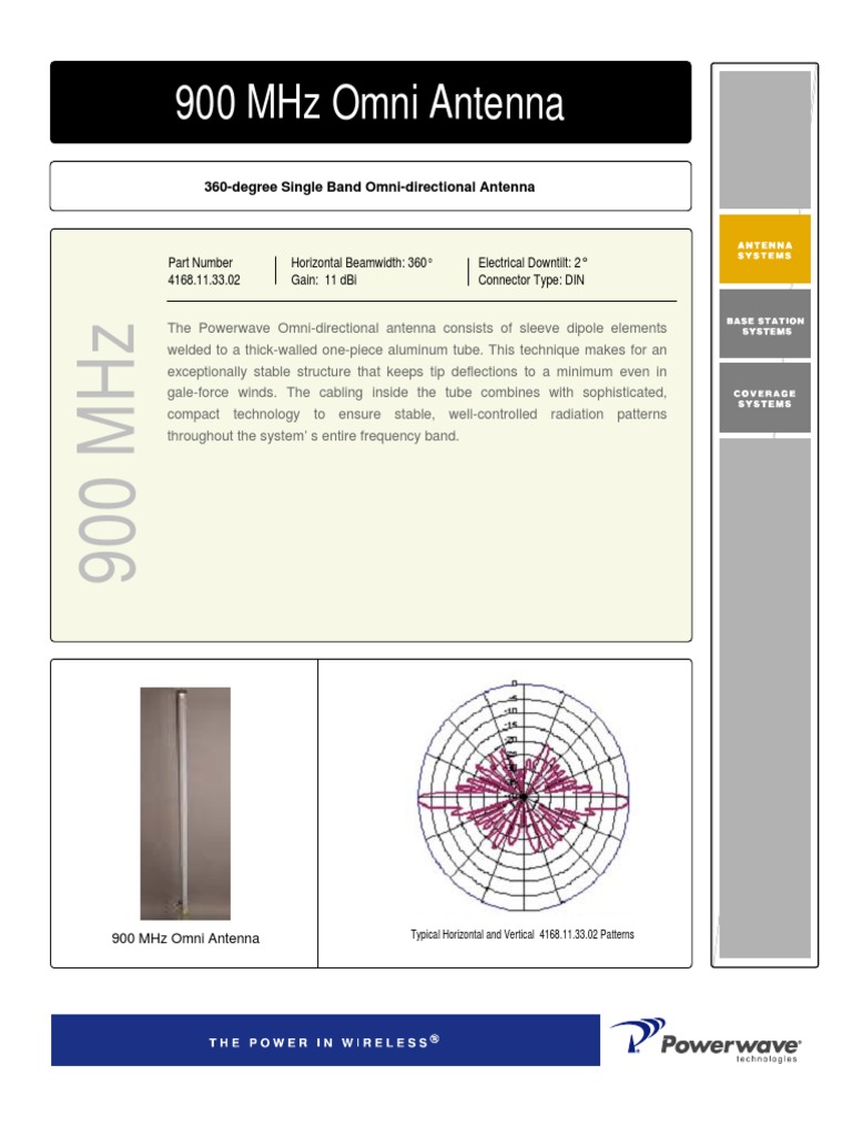 900 MHZ Omni Antenna | PDF | Antenna (Radio) | Broadcast Engineering