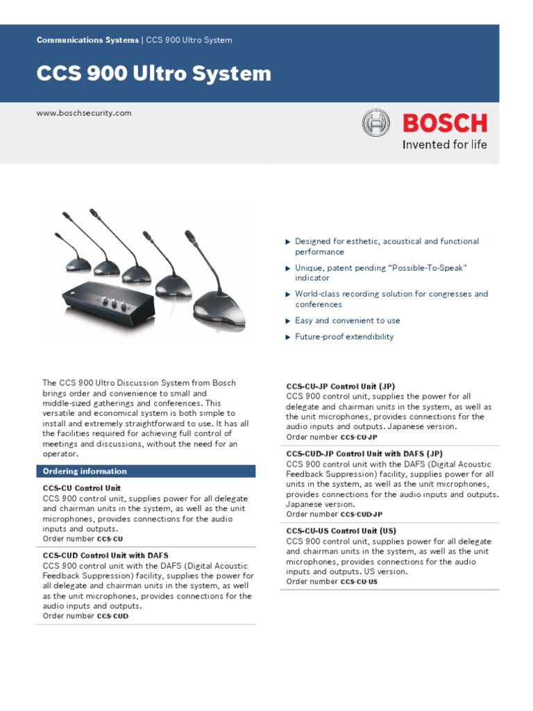 Communications Systems - CCS 900 Ultro System | PDF | Microphone ...