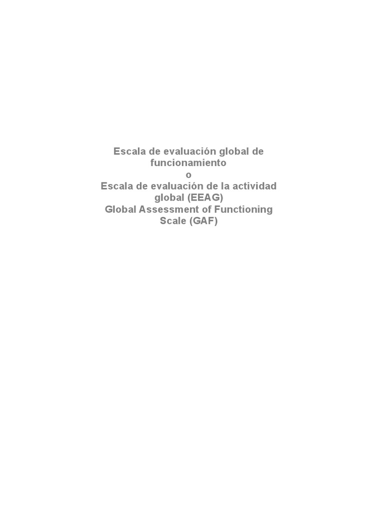 Escala Evaluación Actividad Global - EEAG - 2018 PDF | PDF | Suicidio ...