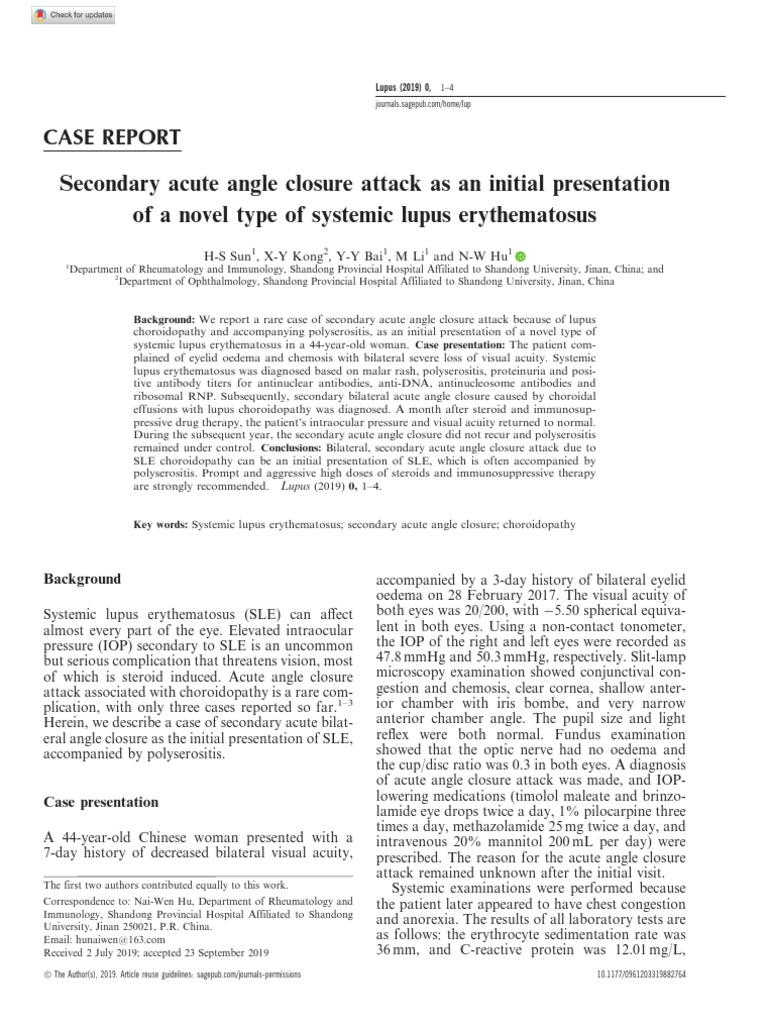 Secondary Acute Angle Closure Attack As An Initial Presentation of A ...